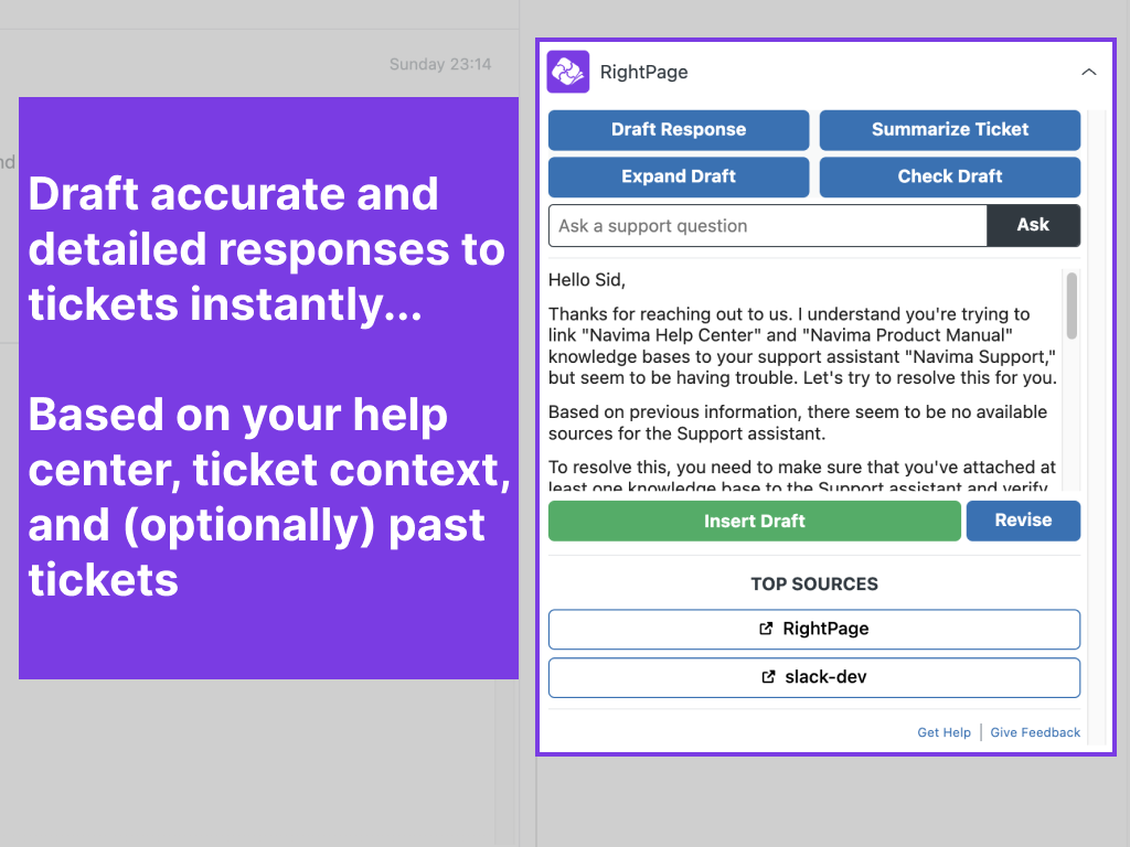 RightPage App Integration with Zendesk Support